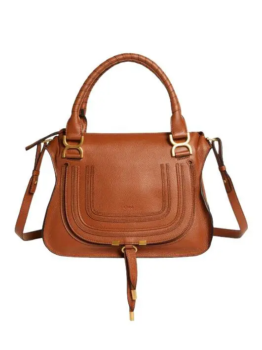 Chloé Medium Marcie Leather Satchel - Tan