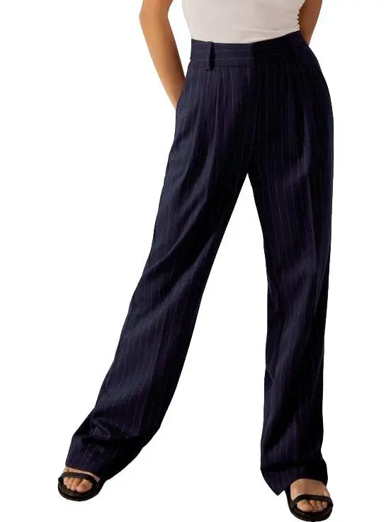 FAVORITE DAUGHTER Pinstriped Favorite Pants - Navy Pinstripe