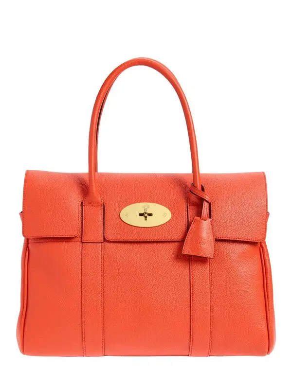 Mulberry Bayswater Grained Leather Satchel - Coral Orange