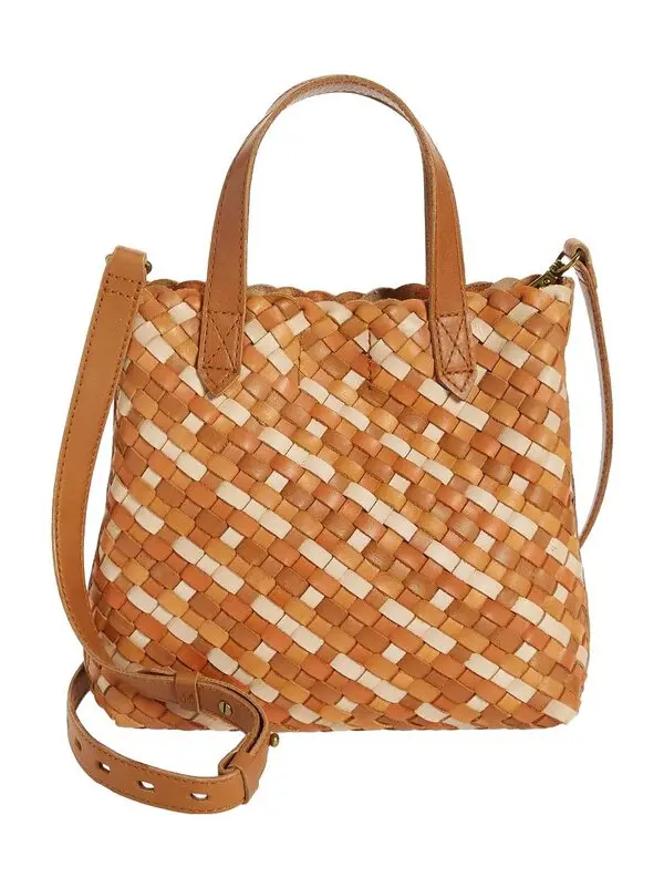 Madewell The Small Transport Crossbody Woven Leather Edition - Tawny Sand Multi