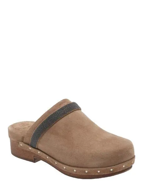 Brunello Cucinelli Monili Beaded Clog - Brown Suede