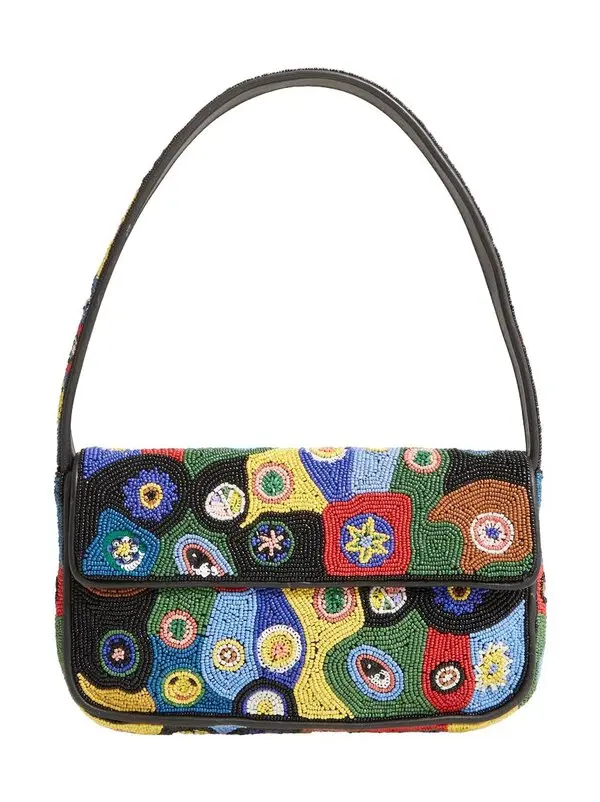Staud Tommy Beaded Shoulder Bag - Black Millefiori