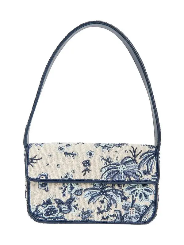 Staud Tommy Beaded Shoulder Bag - Blue Palm