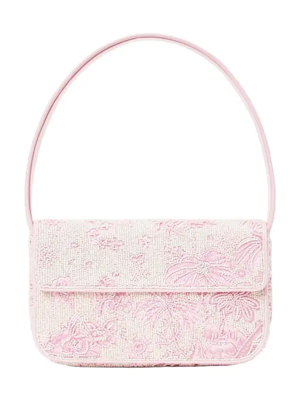 Staud Tommy Beaded Shoulder Bag - Ivory/cherry Blossom Toile