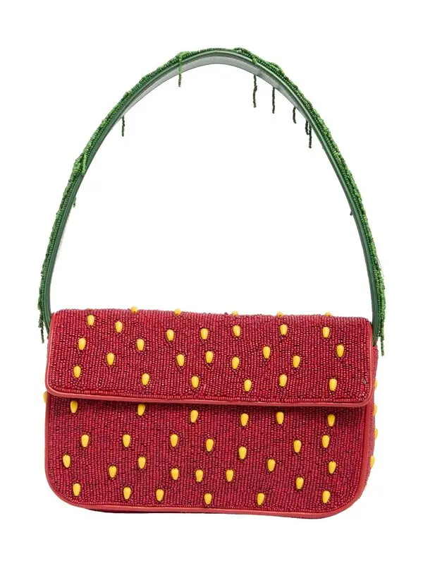 Staud Tommy Beaded Shoulder Bag - Strawberry Dream