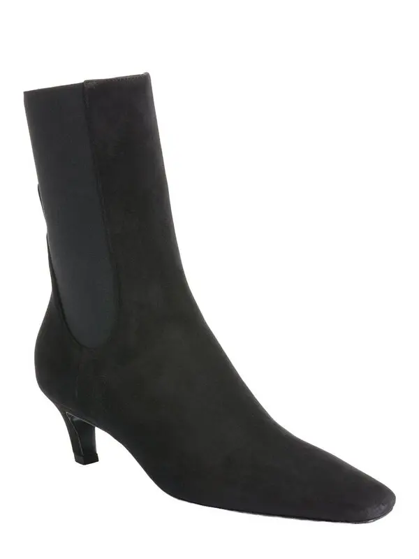 TOTÊME Mid Heel Bootie - Black Suede