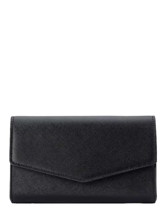 OLGA BERG Faux Leather Envelope Clutch - Black