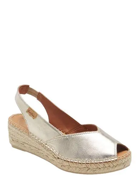 TONI PONS Bernia Espadrille Wedge - Platinum Leather