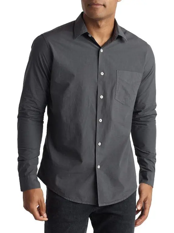 ROAN Everett Cotton Poplin Button-up Shirt - Faded Black