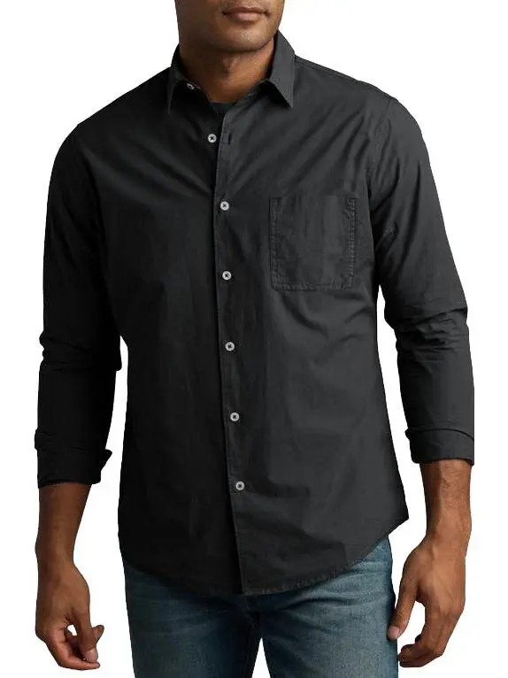 ROAN Everett Cotton Poplin Button-up Shirt - Washed Black