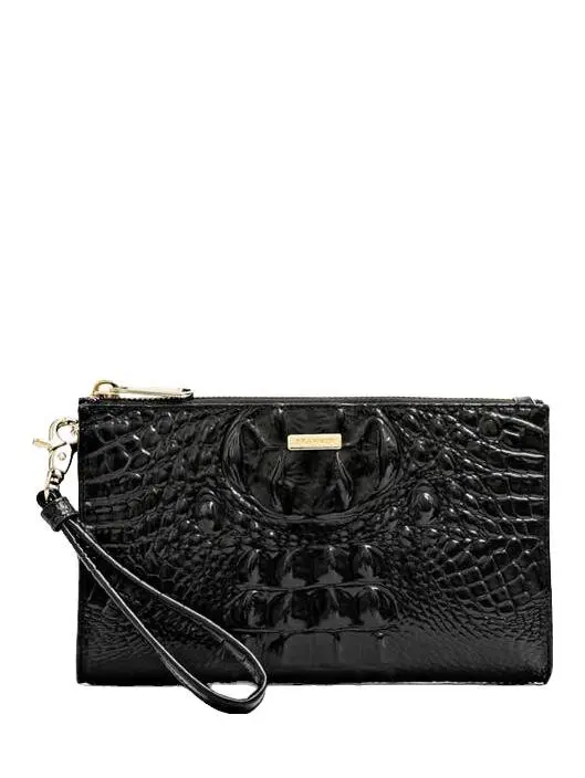Brahmin Daisy Croc Embossed Wristlet - Black