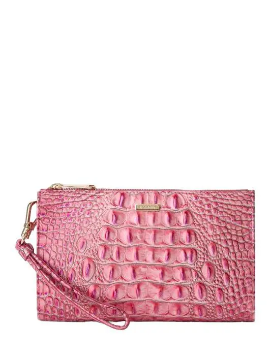 Brahmin Daisy Croc Embossed Wristlet - French Rose Melbourne