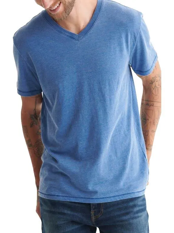 Lucky Brand Venice Burnout V-neck T-shirt - Monaco Blue