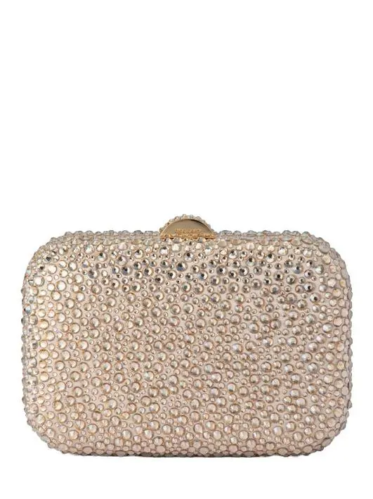 OLGA BERG Casey Hot Fix Crystal Clutch - Champagne