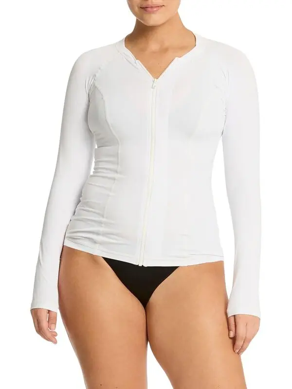 SEA LEVEL Zip Long Sleeve Rashguard Top - White