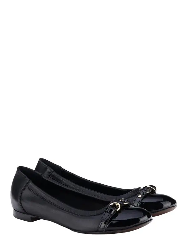 Agl Monika Ballet Flat - Black With Gold Buckle
