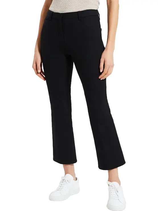 Theory Ankle Kick Flare Stretch Cotton Blend Pants - Black