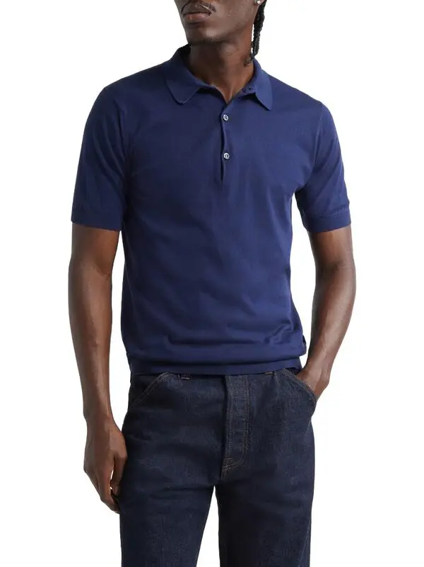 John Smedley Jersey Polo - French Navy