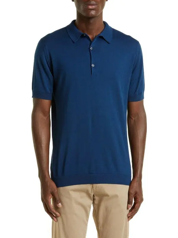John Smedley Jersey Polo - Indigo