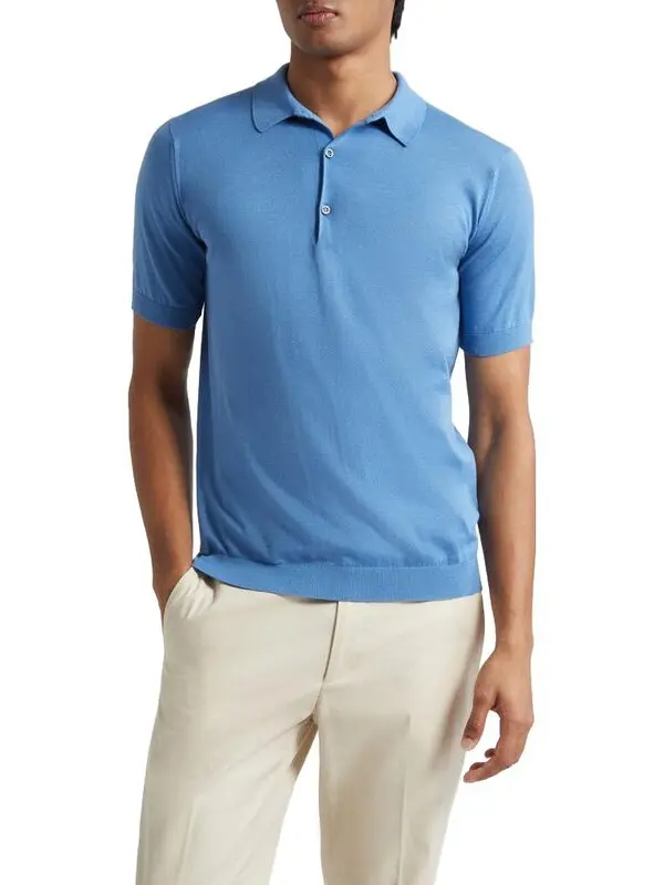 John Smedley Jersey Polo - Skye Blue