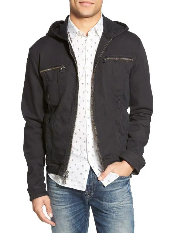 John Varvatos Hooded Denim Jacket - Black