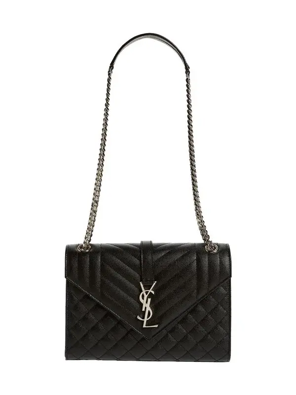 Saint Laurent Medium Monogram Matelassé Leather Shoulder Bag - Nero/nero/nero