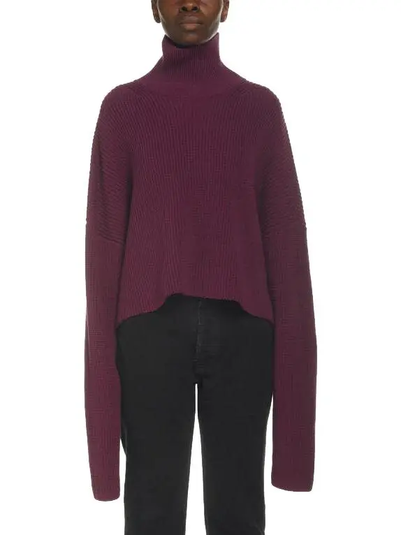 Balenciaga Crop Mock Neck Sweater - Plum