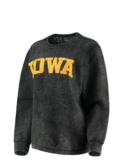 PRESSBOX Iowa Hawkeyes Vintage Wash Pullover Sweatshirt - Black