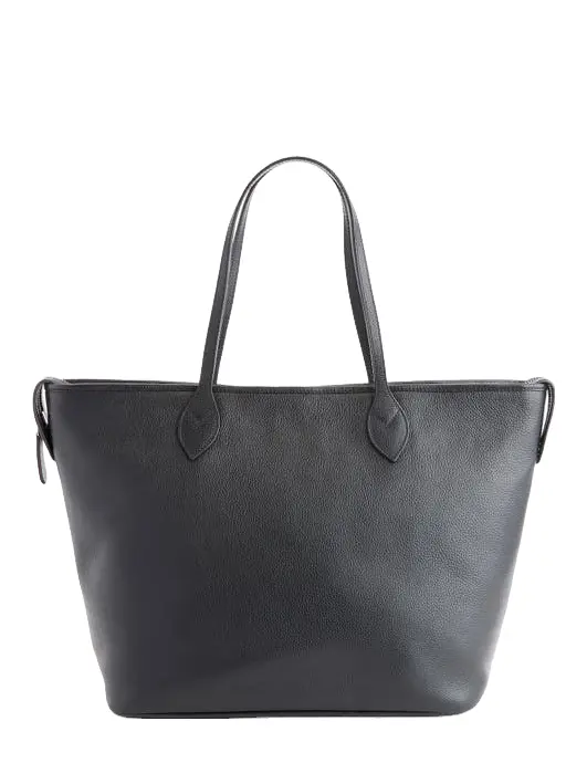 ROYCE NEW YORK Leather Tote With Wristlet - Black