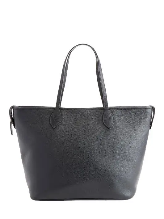 ROYCE NEW YORK Leather Tote With Wristlet - Black