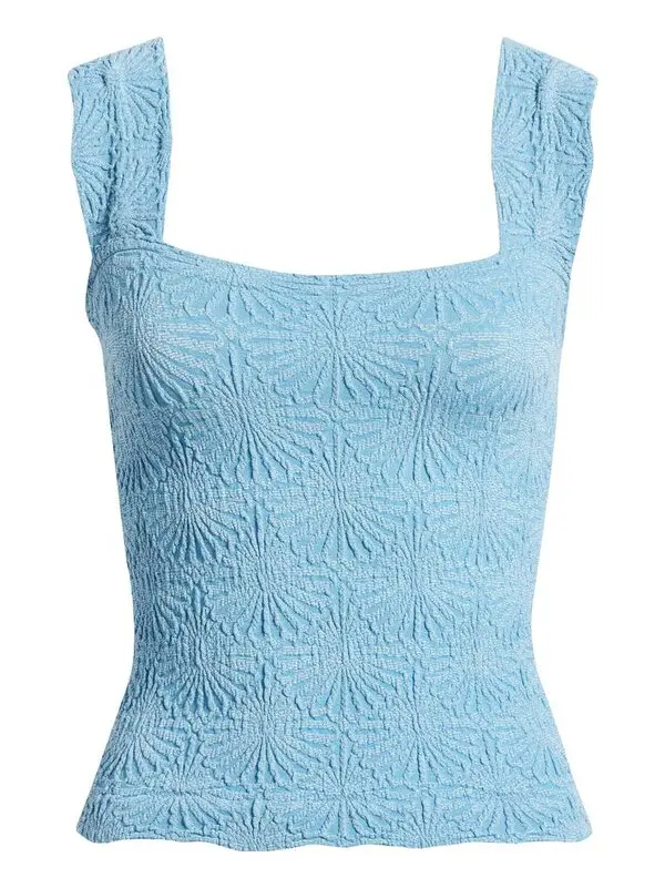 Free People Love Letter Floral Knit Camisole - Blissful Blue