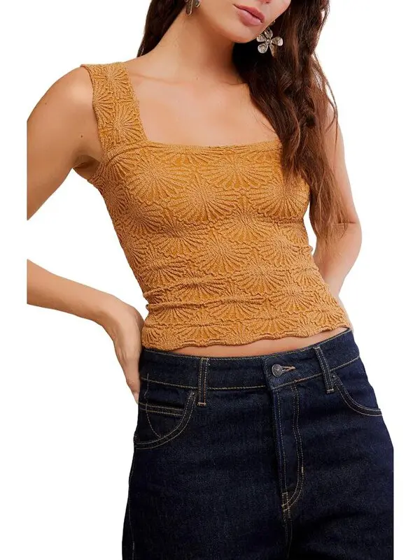 Free People Love Letter Floral Knit Camisole - Bronzer
