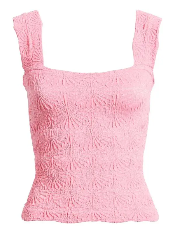 Free People Love Letter Floral Knit Camisole - Pink Flame