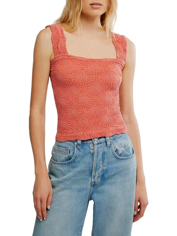Free People Love Letter Floral Knit Camisole - Rose Sienna