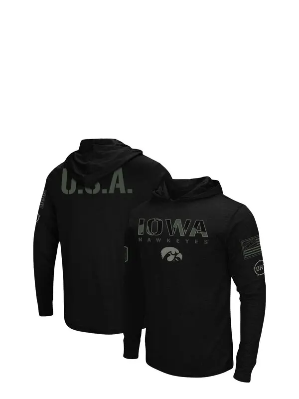 COLOSSEUM Iowa Hawkeyes Oht Military Appreciation Long Sleeve Hoodie T-shirt - Black