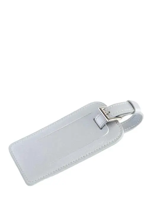 ROYCE NEW YORK Leather Luggage Tag - Silver
