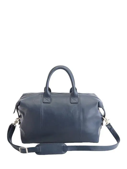 ROYCE NEW YORK Leather Duffle Bag - Navy Blue