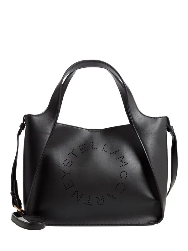 Stella McCartney Perforated Logo Faux Leather Satchel - Black