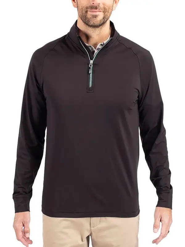 Cutter & Buck Adapt Knit Quarter Zip Pullover - Black/hunter
