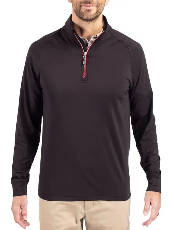 Cutter & Buck Adapt Knit Quarter Zip Pullover - Black/red
