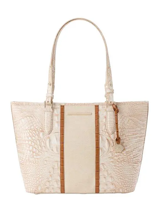 Brahmin Medium Asher Croc Embossed Leather Tote - Ivory