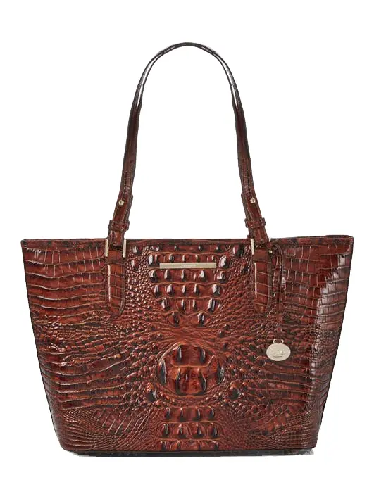 Brahmin Medium Asher Croc Embossed Leather Tote - Pecan