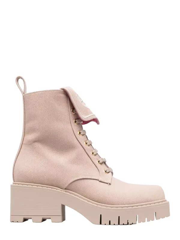 CHIARA FERRAGNI Eyelike-embroidered Denim Boots - Neutrals