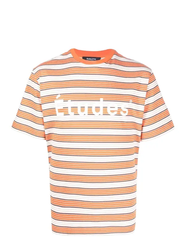 ÉTUDES STUDIO Logo-print Striped T-shirt - Orange