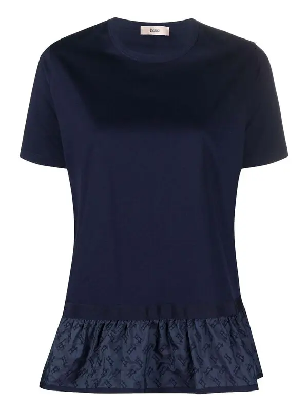 Herno Ruffled-hem T-shirt - Blue