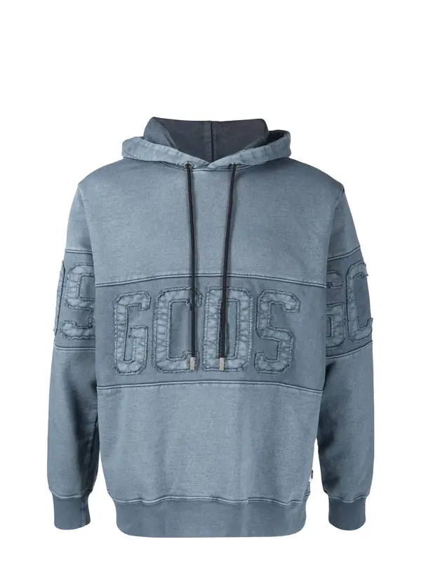 Gcds Logo-embroidered Hoodie - Blue