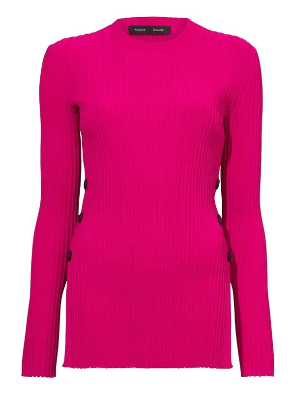 Proenza Schouler Ribbed-knit Jumper With Button Detail - Pink