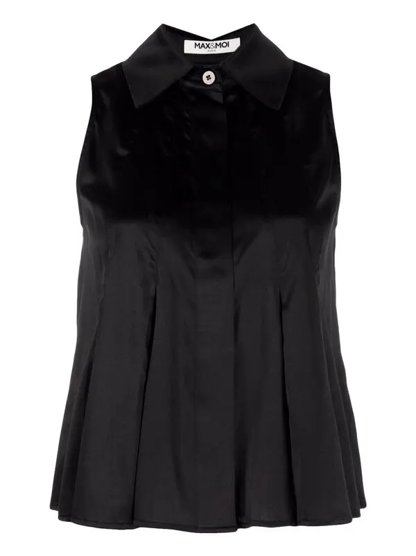 Max & Moi Sleeveless Silk Blouse - Black