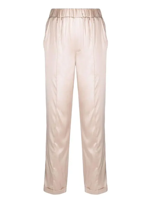 Max & Moi Elasticated-waistband Silk Trousers - Neutrals