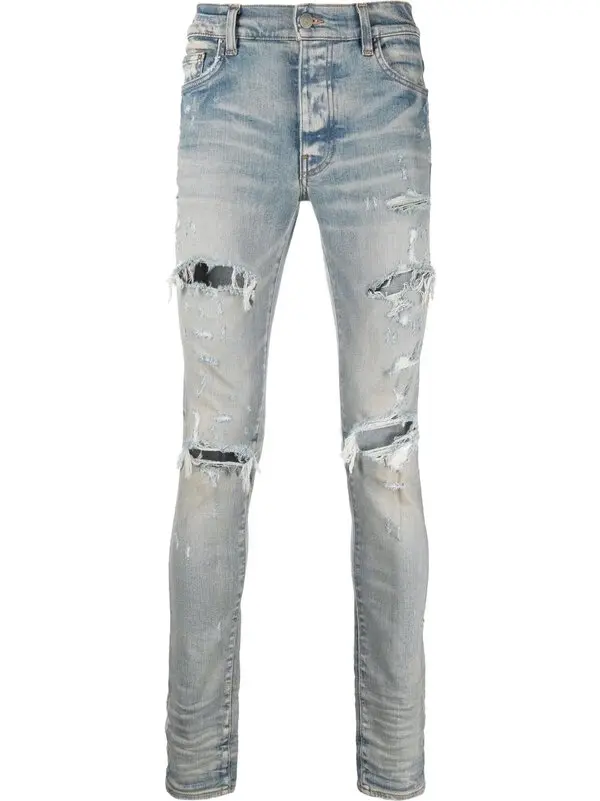 Amiri Distressed Skinny Jeans - Blue